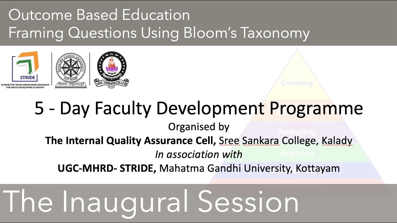 5- Day FDP on, "Outcome Based Education: Framing Questions Using Bloom ...