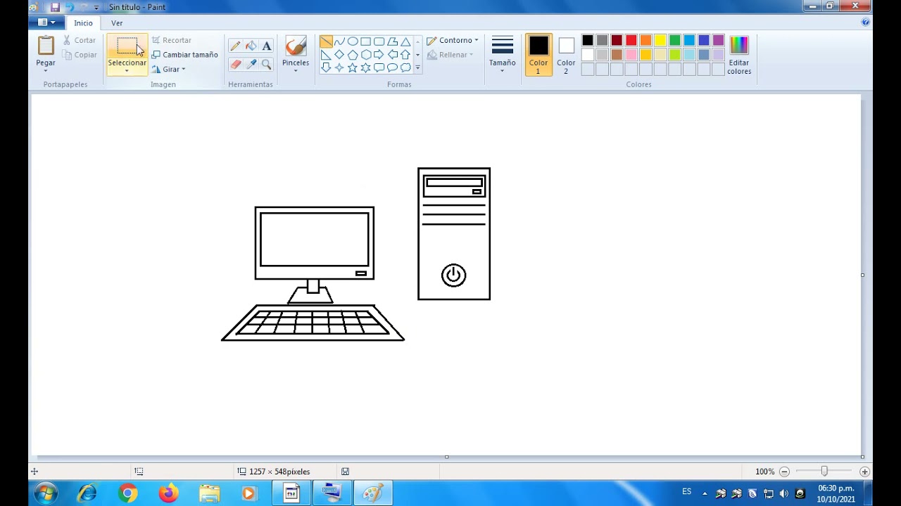 COMO DIBUJAR UNA COMPUTADORA CON CPU VERTICAL Y HORIZONTAL EN PAINT ...