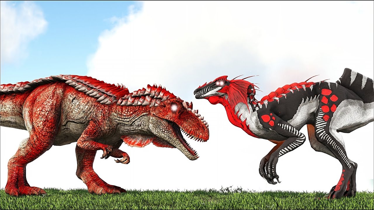HYPO GIGANOTOSAURUS & SPINOSAURUS VS ALPHA LIGHTNING GALVAREX (ARK ...