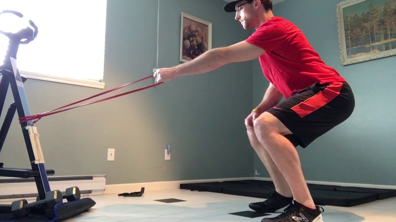 Isometric squat w/ Banded Row - Level 1 - YouTube