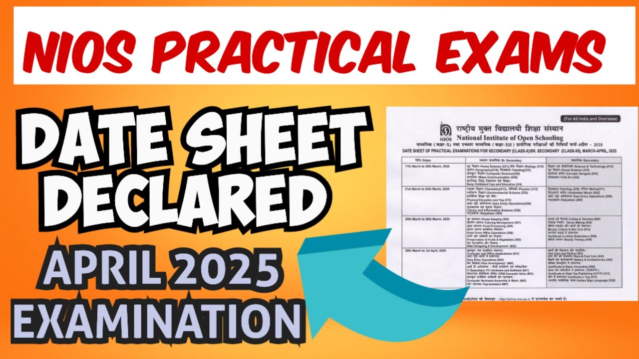 NIOS PRACTCAL DATE SHEET April 2025 Examination - YouTube