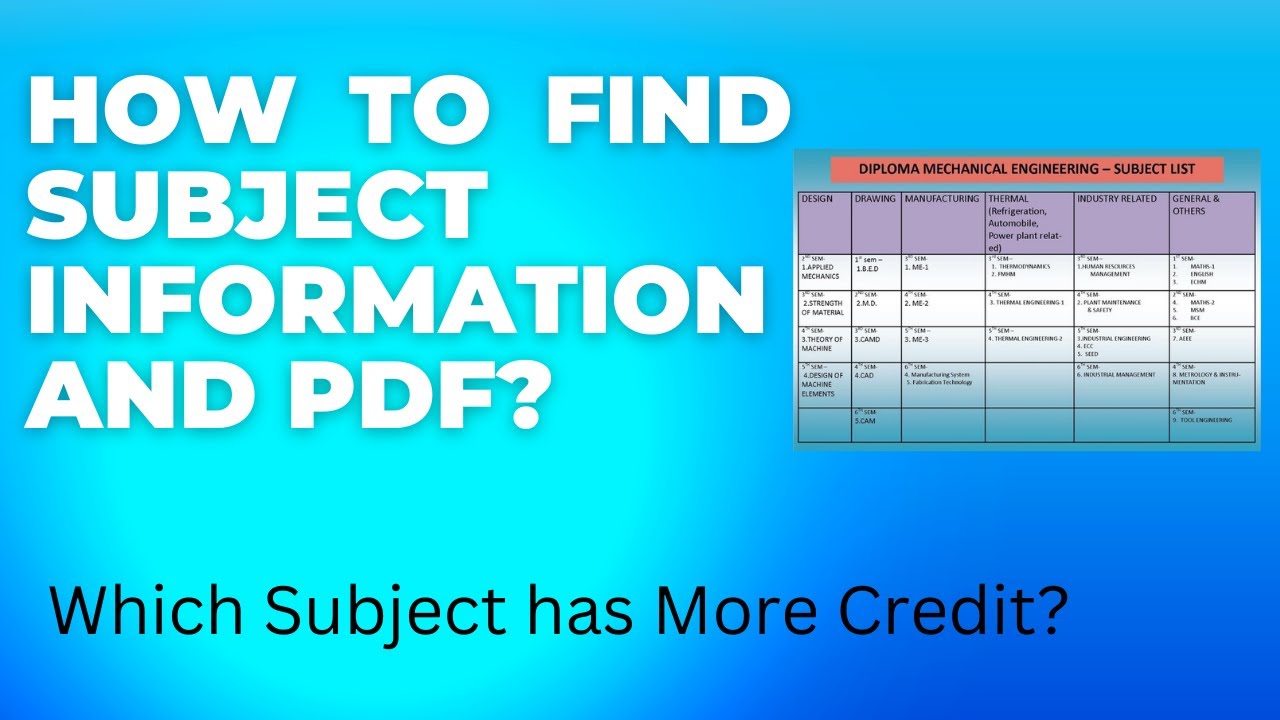 How to find Subject Information & PDF Engineering Subject Details - YouTube