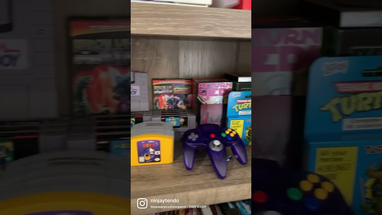 Closeup of the retro video game collection… - YouTube