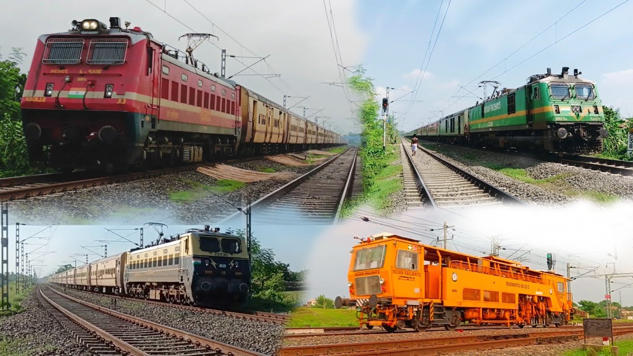 WAP 4 Red vs White Locomotive Speed Test || Super fast train and ...