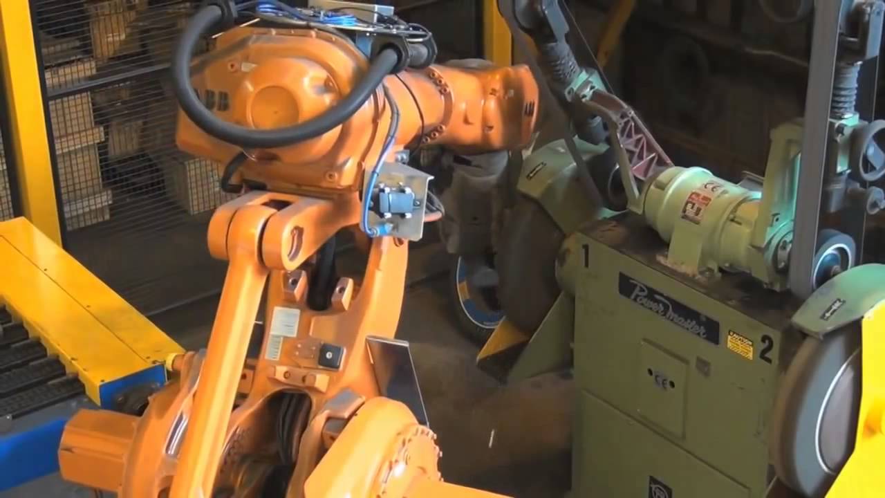 ABB Robotics Grinding Forged Steel Parts - YouTube