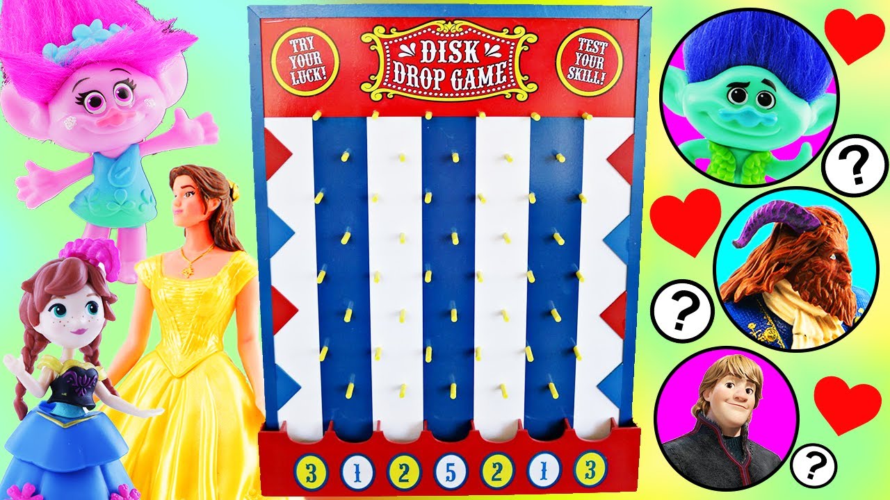 True Love Disk Drop Game w/ Belle, Poppy, Smurfette, Princess Anna ...