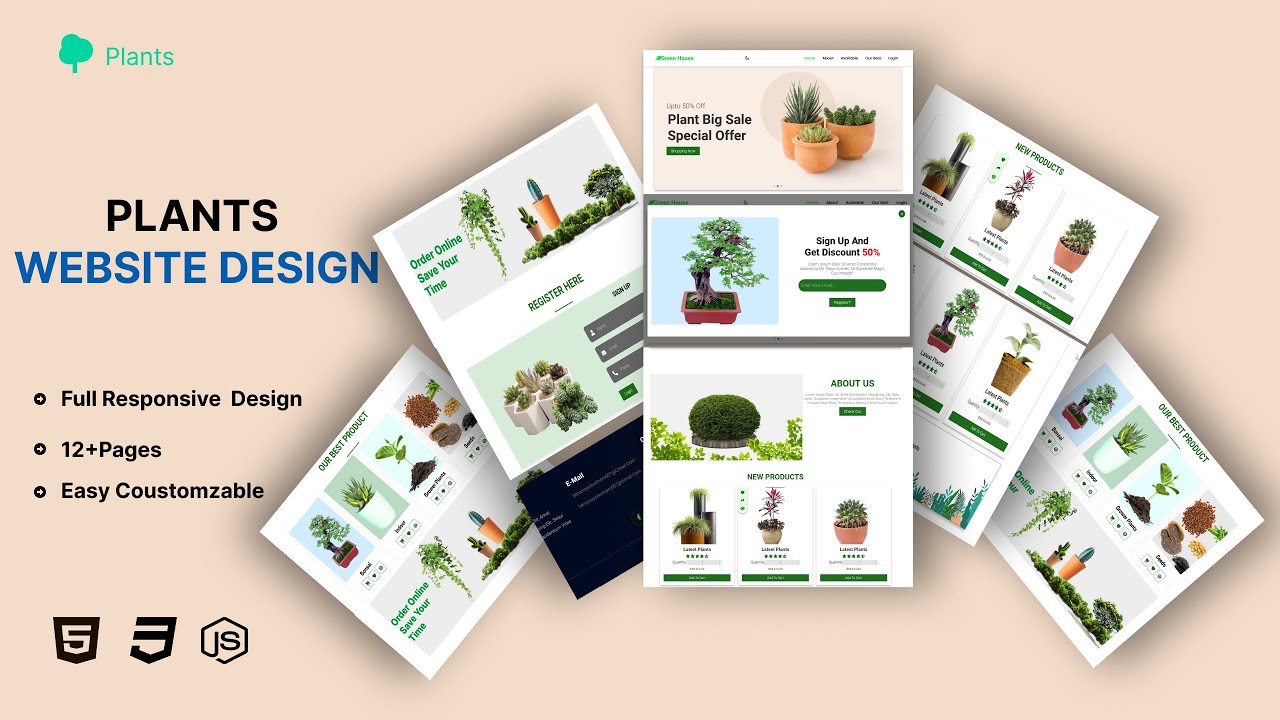Complete Responsive Plant Website | Using HTML CSS and JS - YouTube