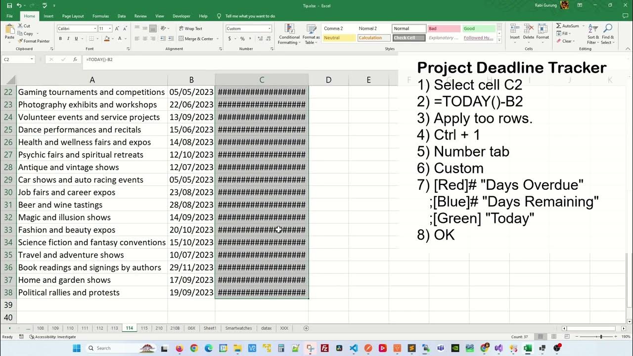 How do I calculate days remaining from today in Excel? - Excel Tips and Tricks - YouTube