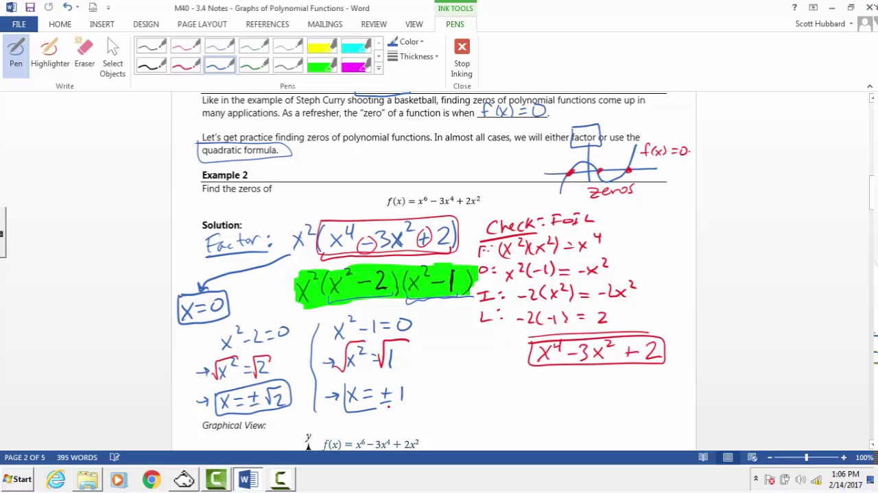 LMC Math 40 - 3.4: Graphs of Polynomial Functions - YouTube