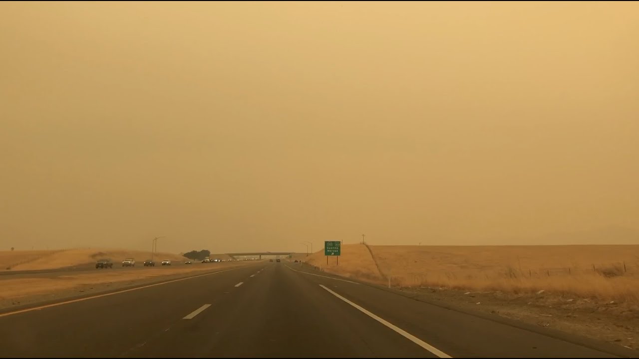 Driving through the smoke of the SNU Lightning Complex fire while ...