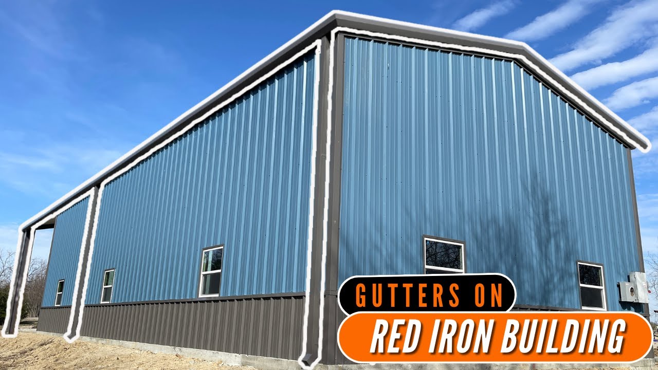 Gutters System for Red Iron Buildings | WolfSteel Buildings - YouTube