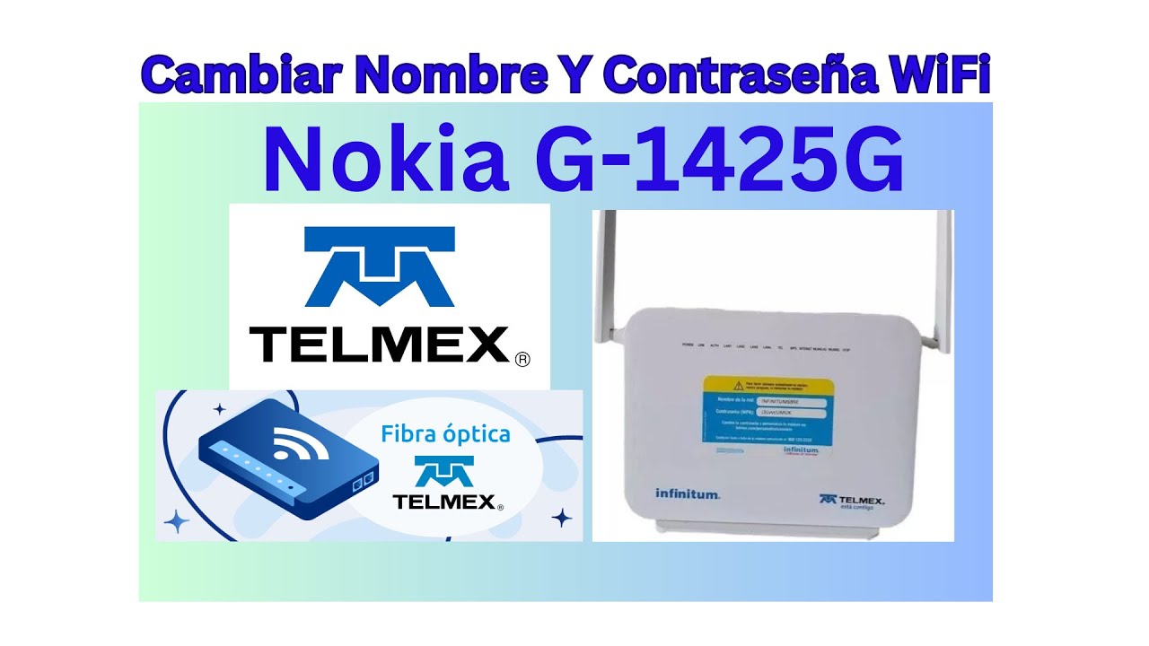 Cambiar Clave y Nombre De Red Wifi Router Nokia G1425G De Telmex - YouTube