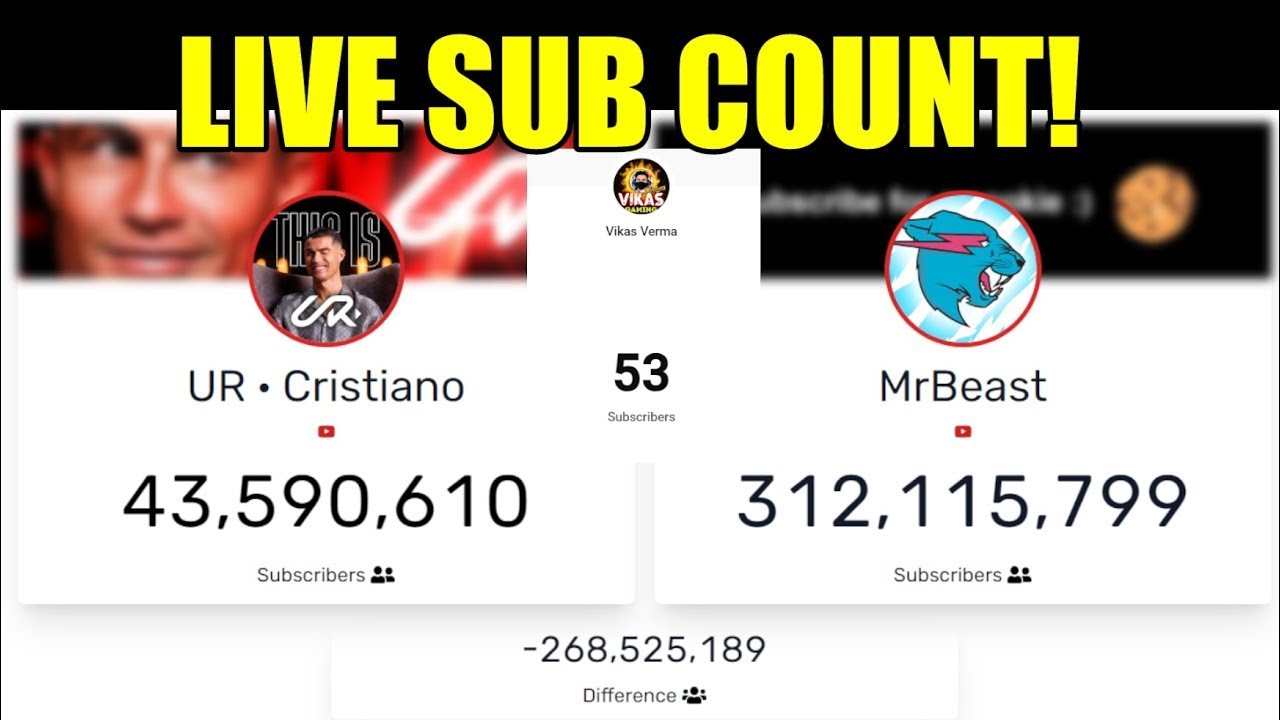 🔴 UR Cristiano Ronaldo vs MrBeast Sub Count Live (Cristiano Ronaldo New ...