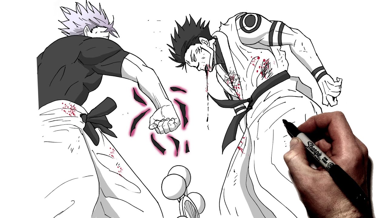 How To Draw Gojo Black Flash vs Sukuna | Step By Step | JJK - YouTube