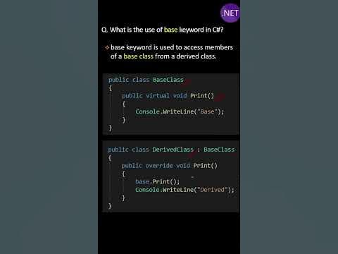 What is the use of base keyword in C# ? - YouTube