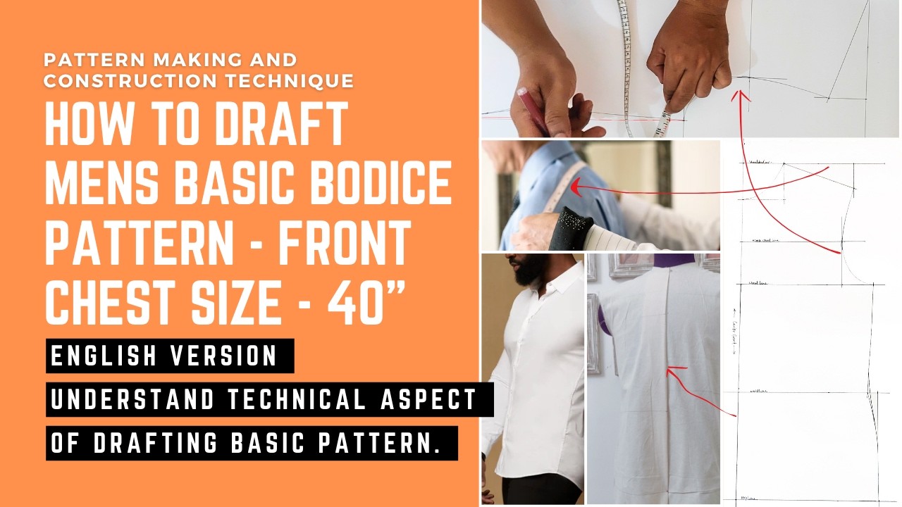 How to draft Mens basic bodice Pattern - Front (English) | Step by Step ...