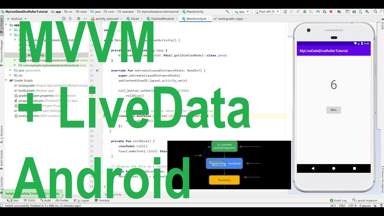 Intro To Live Data + ViewModel (Die app) - YouTube