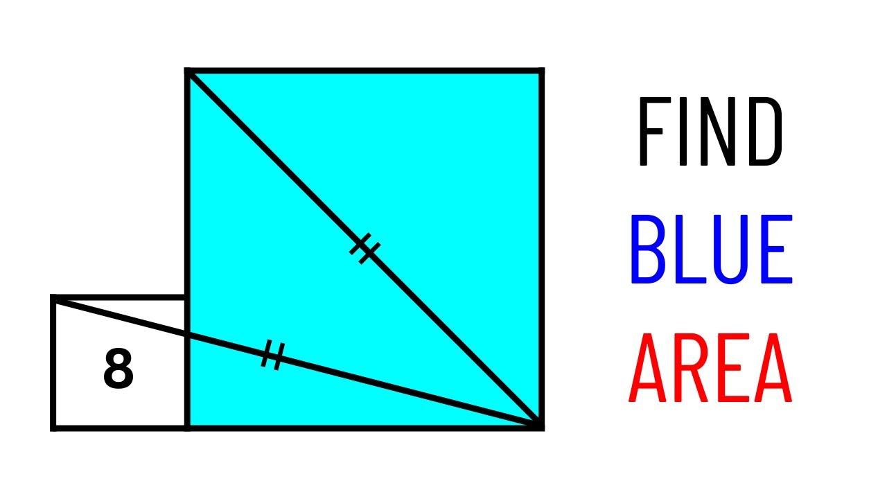 Find the blue shaded area of the square | A Nice Geometry Problem - YouTube
