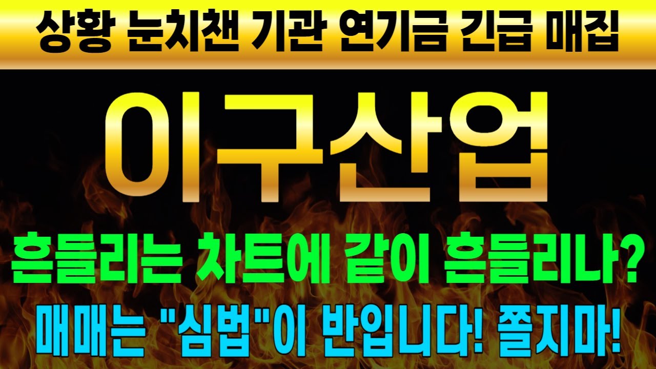 [주식]이구산업 - 상황 눈치챈 기관 연기금 긴급 매집 나섰다! 흔들리는 차트에 같이 흔들리지 마세요 - YouTube