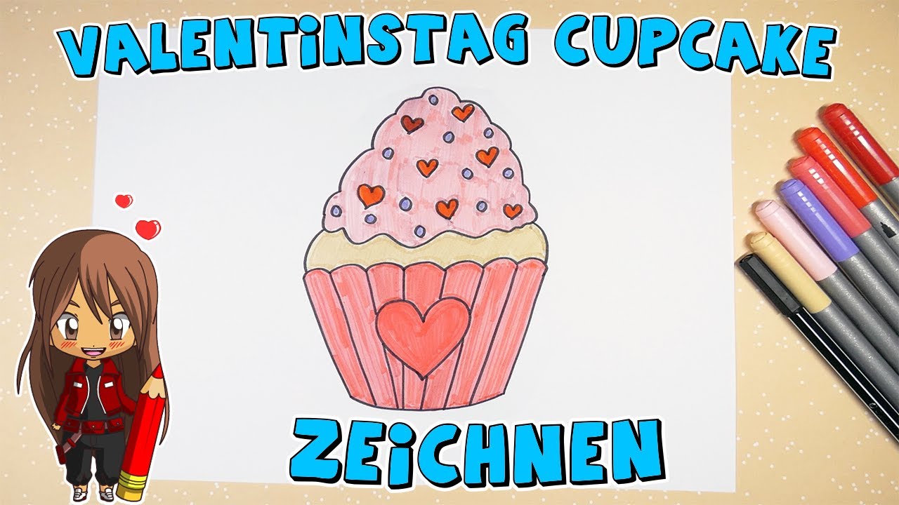 Valentinstag Cupcake einfach malen für Kinder | ab 6 Jahren | Malen mit ...