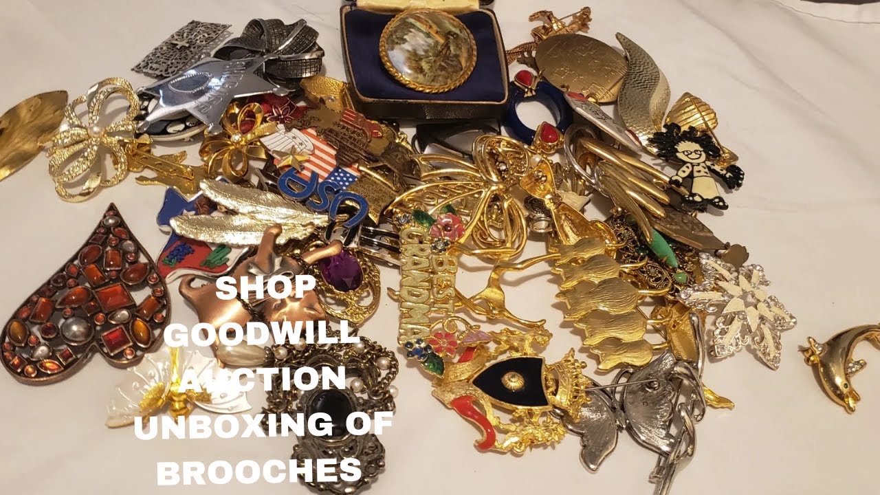 Shop Goodwill Auction unboxing of Brooches and Pins - YouTube