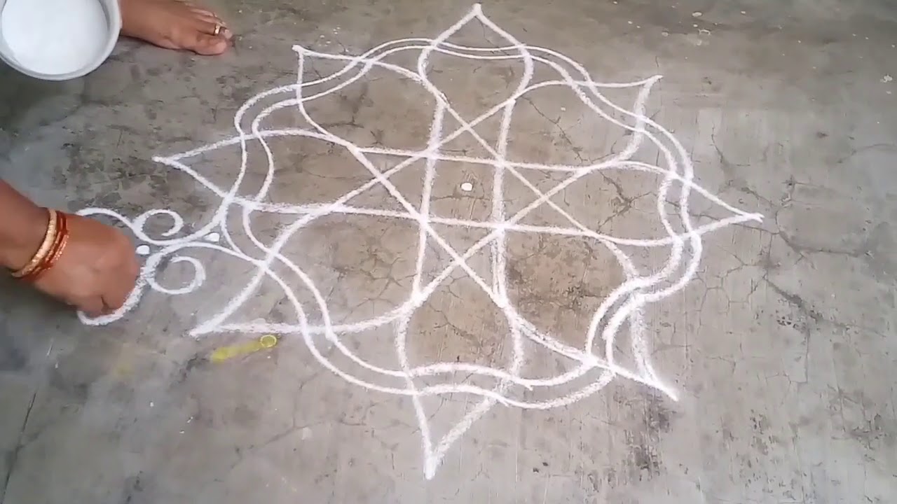 Simple Kolam / Flower Kolam / Morning Kolam - YouTube