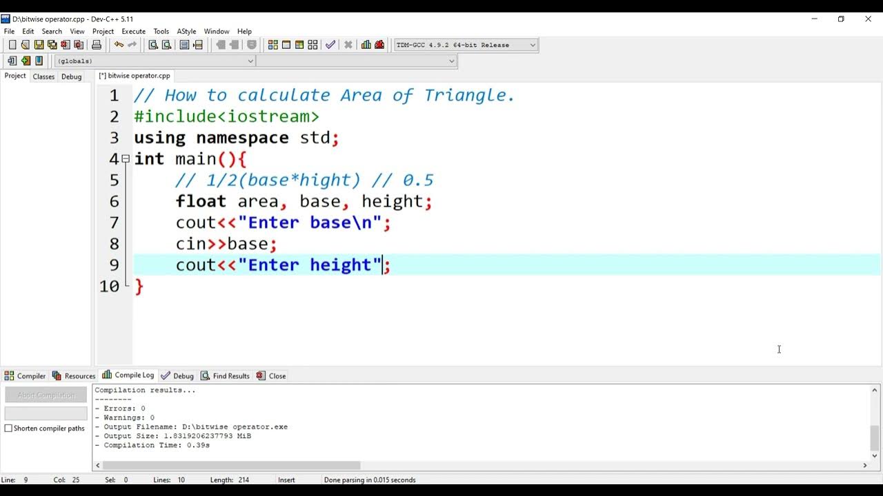 How to calculate area of triangle in C++ Programming Language. - YouTube