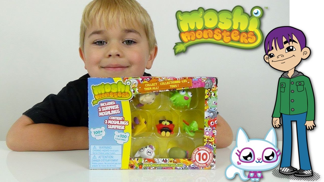 Moshi Monsters - 10 Moshlings with 3 Surprise Blind Opening - YouTube
