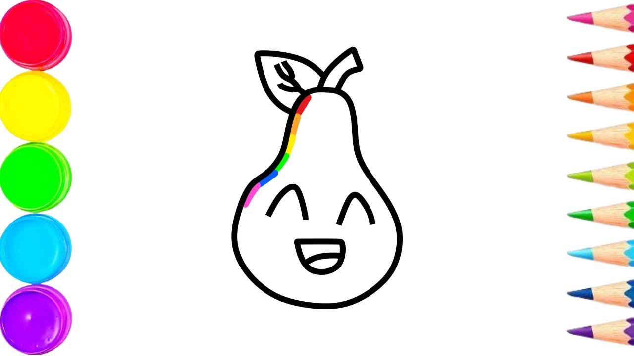 How to Draw a Cute Rainbow Pear || Fruits #122 - YouTube