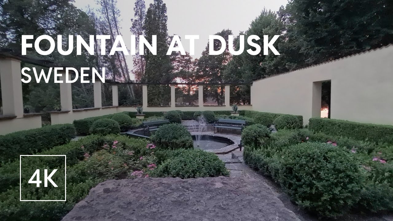 4K Fountain at Sunset – Peaceful Castle Garden Scene - YouTube