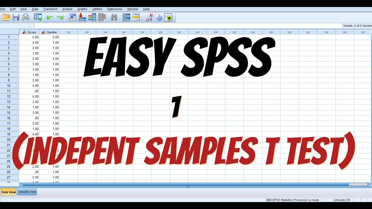 Easy SPSS - Independent Samples t Test - YouTube