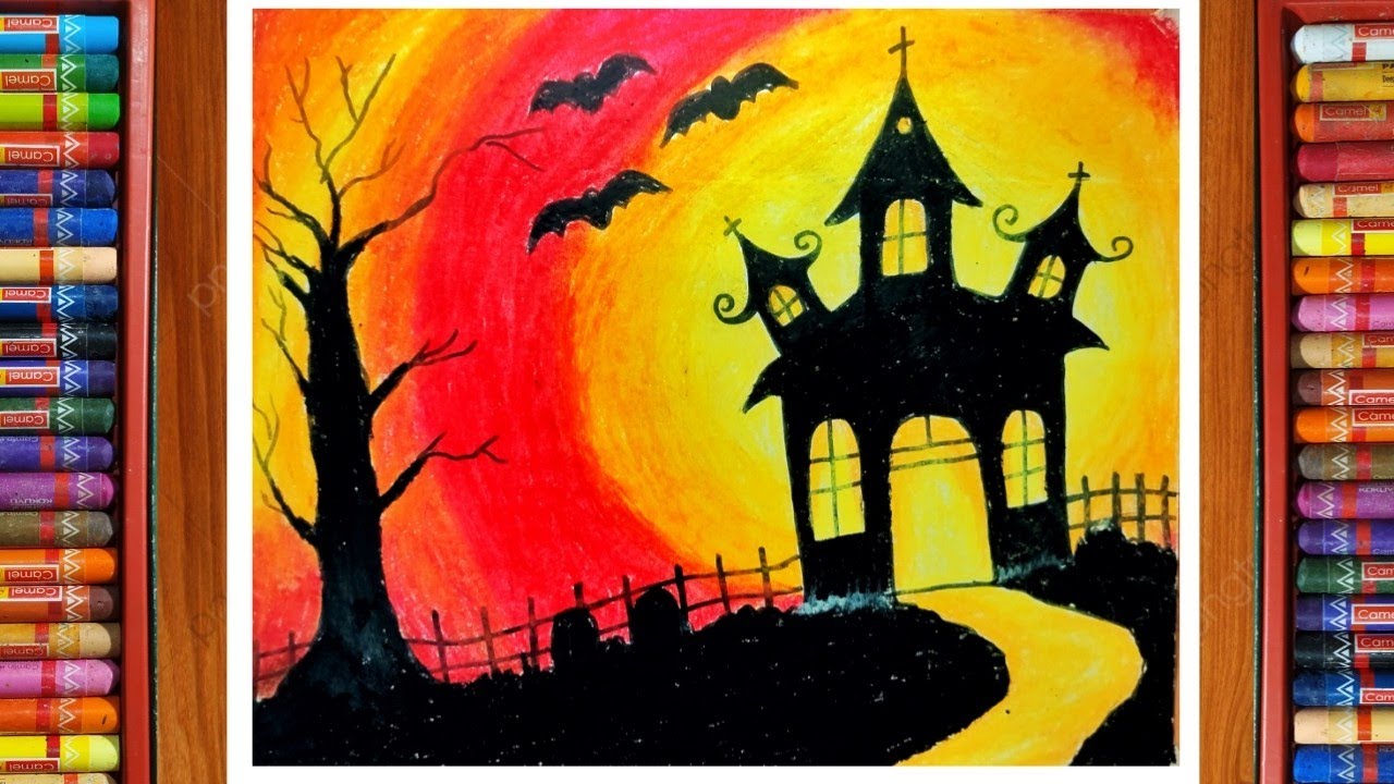 How to draw horror scenery || horror scenery drawing kasa kora stap by ...