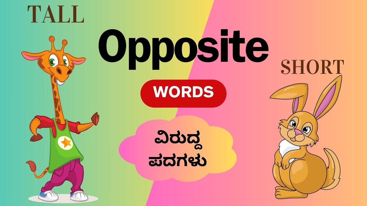 Opposite words for KIDS👨‍👦‍👦| Opposite words in English & Kannada ...