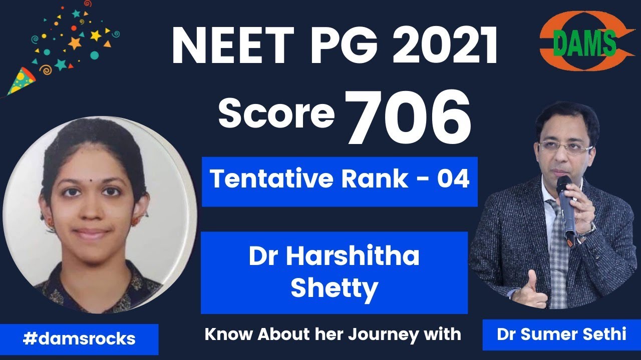 Dr Harshitha Shetty NEETPG 2021 Rank 4 | DAMS 3year Student Pune - YouTube
