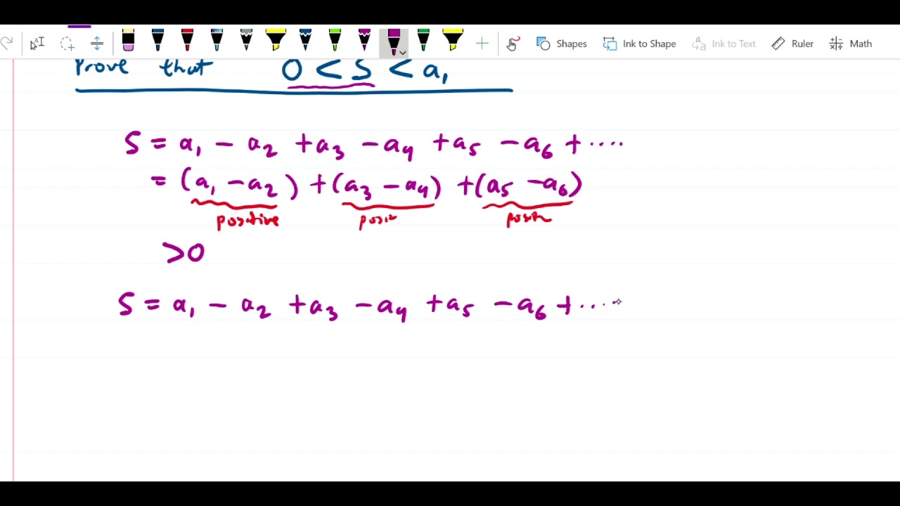 Conditional Convergence and Alternating Series Proof that 0 less than S ...