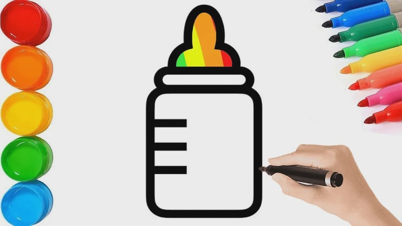 Baby bottle Easy drawing / Let's learn to draw bottle for kids /Bolalar ...
