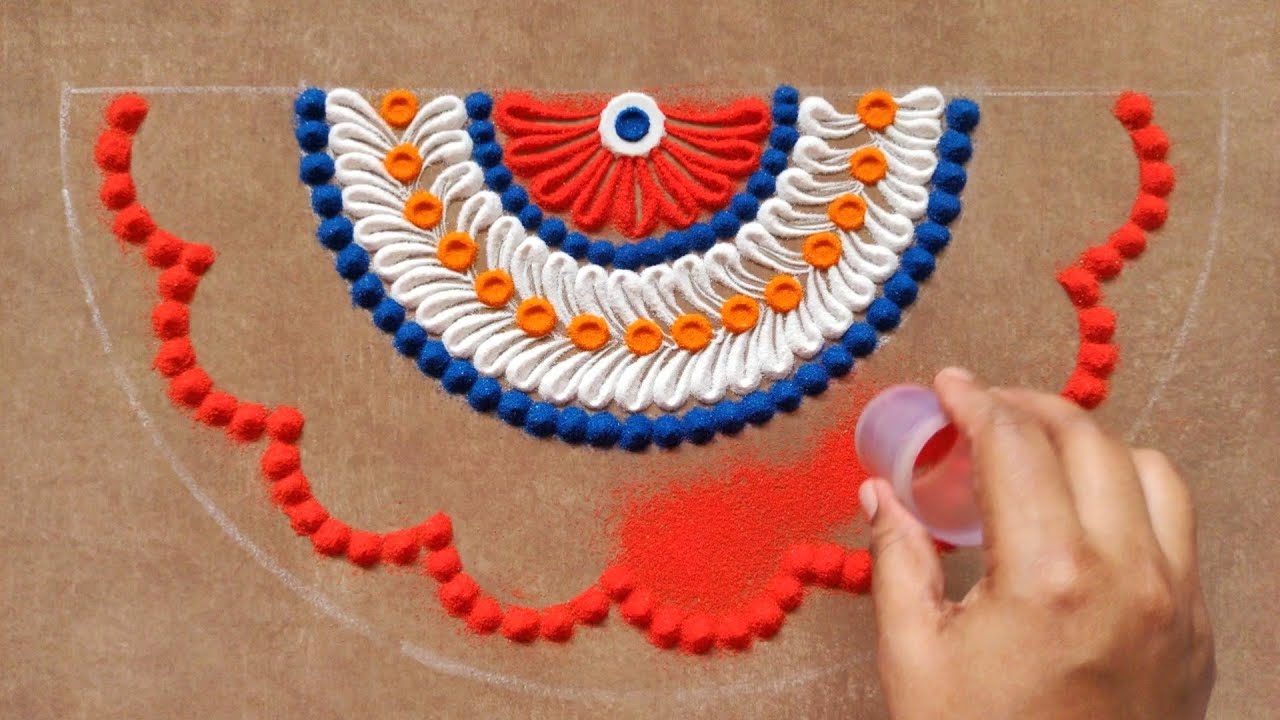 Half Circle Rangoli Design For Festival 2021 | Kolam Design | Muggulu ...