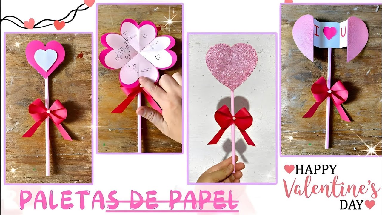 PALETAS de CORAZÓN con PAPEL para REGALAR en SAN VALENTÍN ️ | *Diy ...