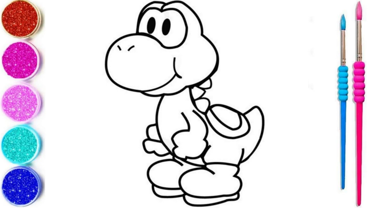 How to draw Yoshi in a very simple way with coloring - YouTube