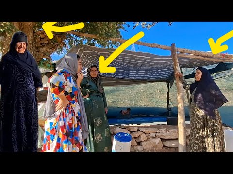 Elham is building a hut next to Grandma Dora's family and Mrs. Fariba.
