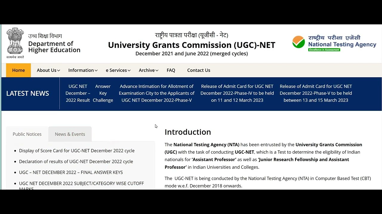 Display of Score Card for UGC-NET December 2022 cycle - YouTube
