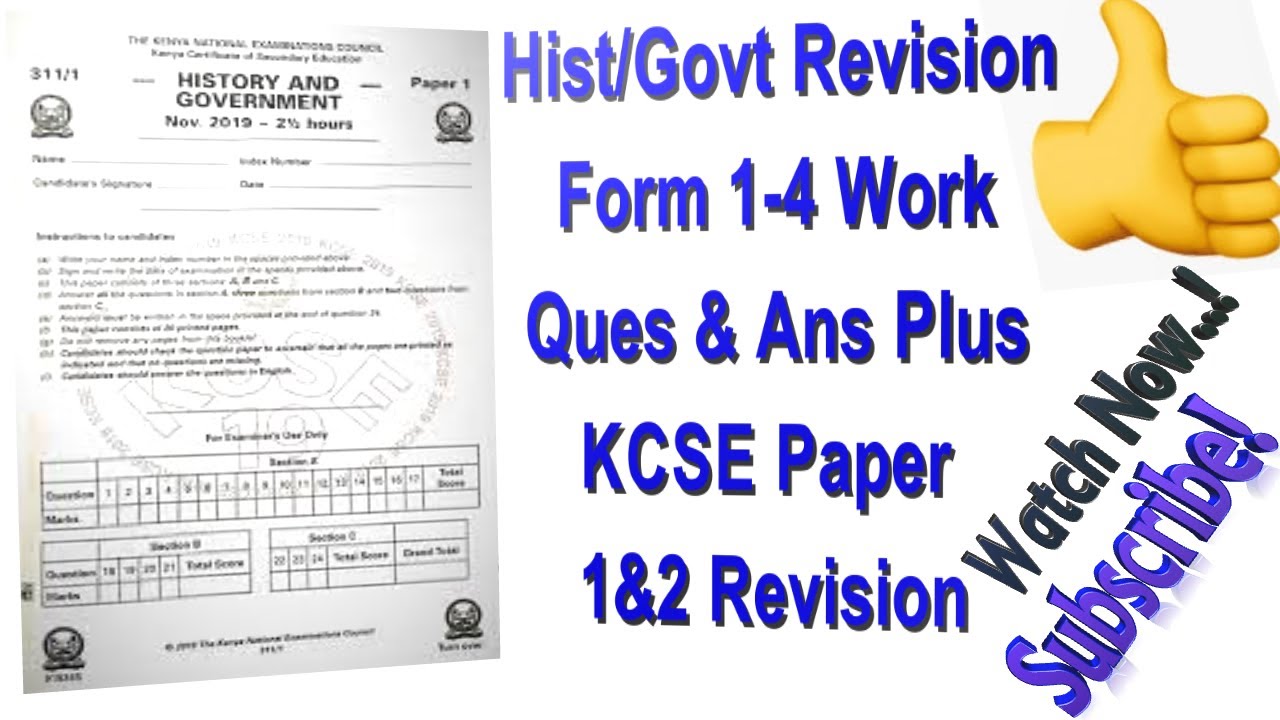 KCSE Prediction History & Govt Exam Revision (100 Mks) | Que & Ans ...