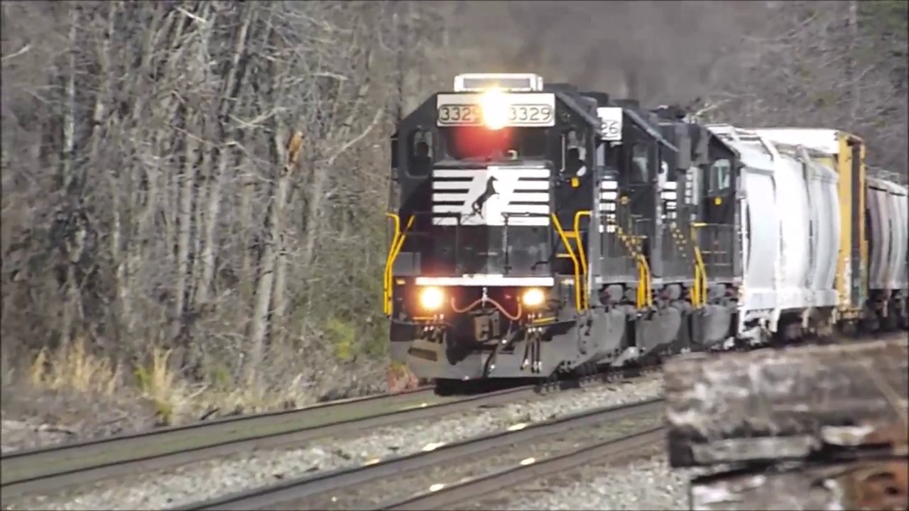 *Loud Turbos NS SD40-2 trio 3329* NS P61 pulls Into Spencer, NC - YouTube
