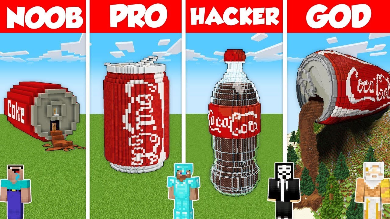 COCA COLA CAN HOUSE BUILD CHALLENGE - Minecraft Battle: NOOB vs PRO vs ...