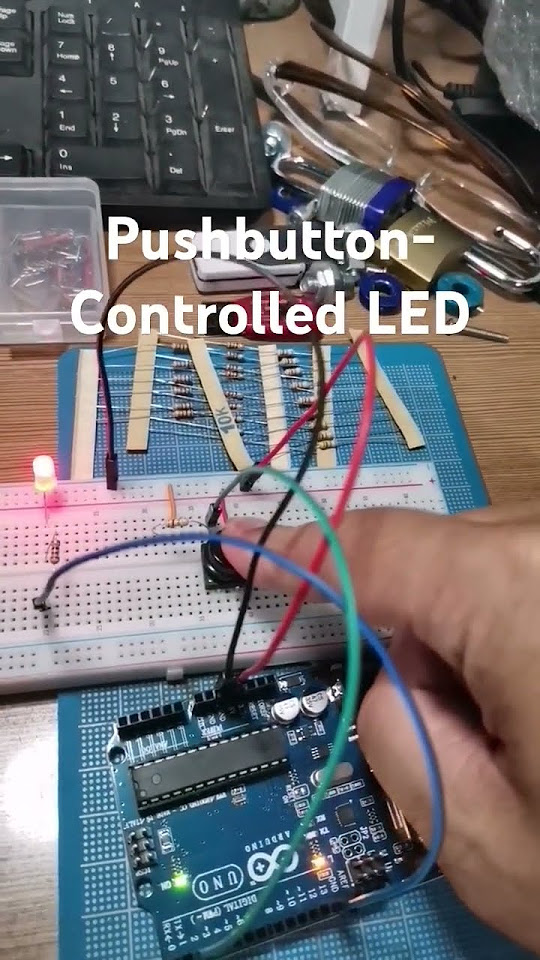 Pushbutton-controlled LED - YouTube