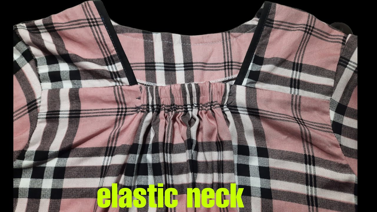 cara menjahit kerung leher elastis - YouTube