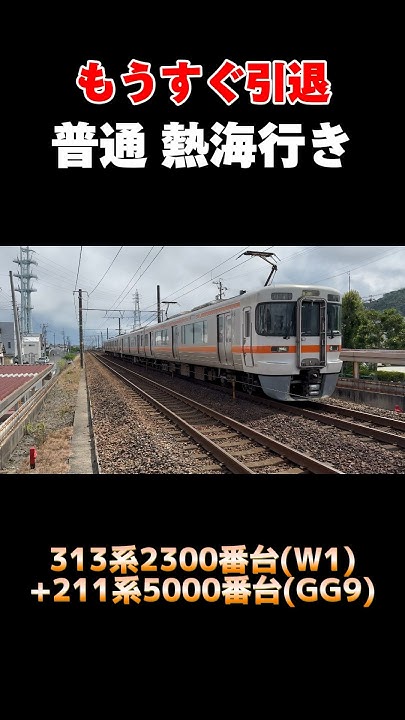 【前パンの313系】JR東海313系2300番台 W1編成+211系6000番台 GG9編成 普通 熱海行き #shorts #jr東海 #211系 #211系5000番台 #313系 #引退 ...