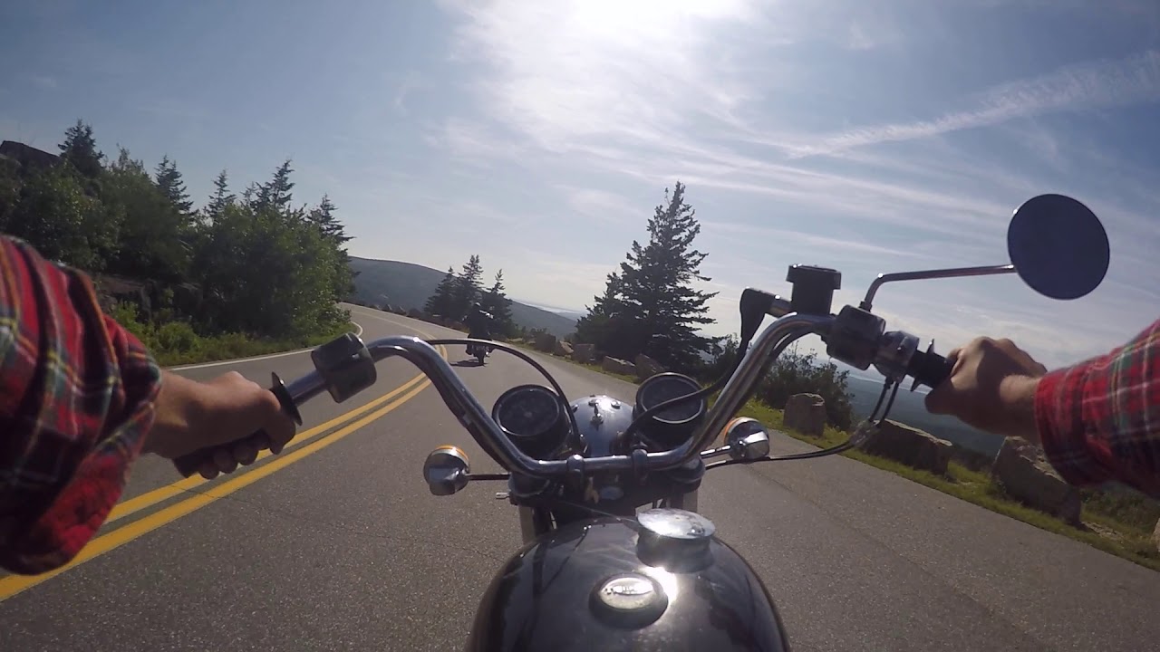 Riding motorcycle down Cadillac Mountain - YouTube
