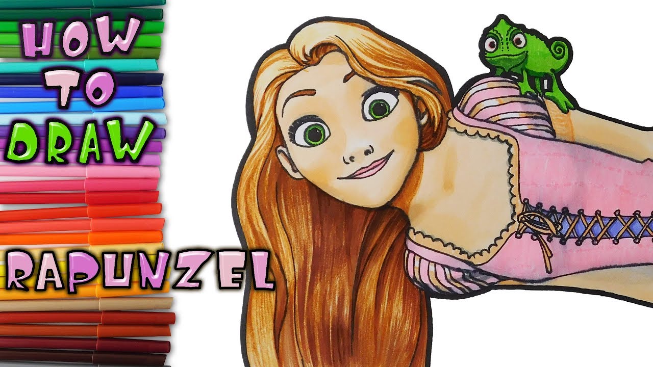 How to Draw Rapunzel and Pascal - learn to draw - drawing lessons ...