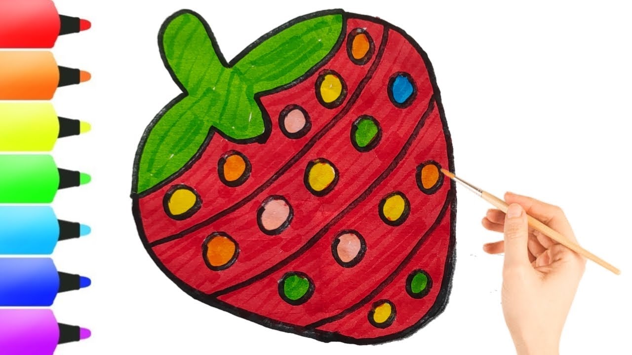 how to draw cute strawberry 🍓 drawing easy step by step,and colouring.🍓 ...